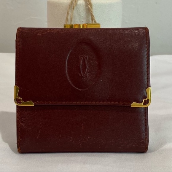Cartier | Bags | Authentic Cartier Bordeaux Trifold Compact Wallet ...